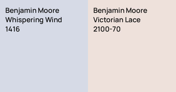 Benjamin Moore Whispering Wind vs. Benjamin Moore Victorian Lace comparison