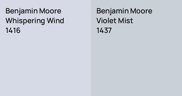 Benjamin Moore Whispering Wind vs. Benjamin Moore Violet Mist comparison