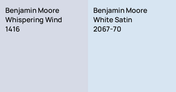 Benjamin Moore Whispering Wind vs. Benjamin Moore White Satin comparison