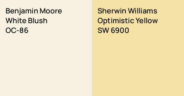 Benjamin Moore White Blush vs. Sherwin Williams Optimistic Yellow ...