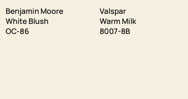 Benjamin Moore White Blush vs. Valspar Warm Milk comparison