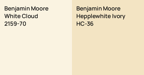 Benjamin Moore White Cloud vs. Benjamin Moore Hepplewhite Ivory comparison
