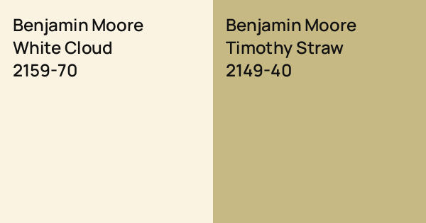 Benjamin Moore White Cloud vs. Benjamin Moore Timothy Straw comparison