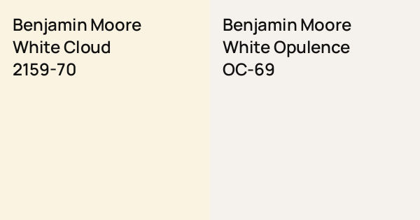 Benjamin Moore White Cloud vs. Benjamin Moore White Opulence comparison