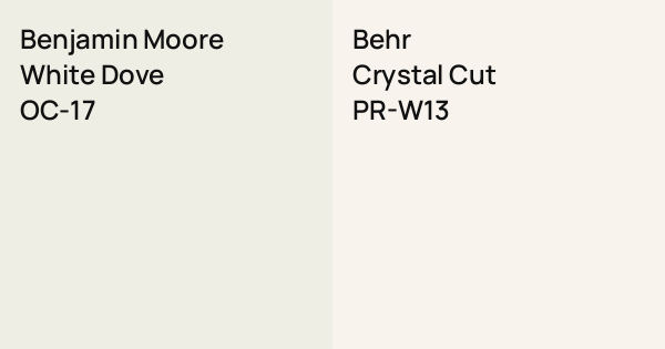 Benjamin Moore White Dove vs. Behr Crystal Cut comparison