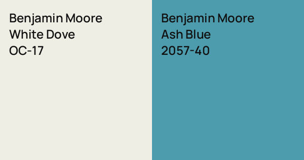 Benjamin Moore White Dove vs. Benjamin Moore Ash Blue comparison