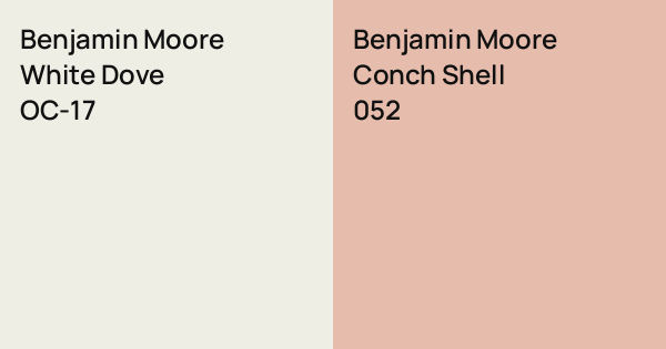 Benjamin Moore White Dove vs. Benjamin Moore Conch Shell comparison