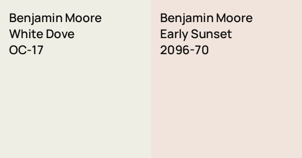 Benjamin Moore White Dove vs. Benjamin Moore Early Sunset comparison