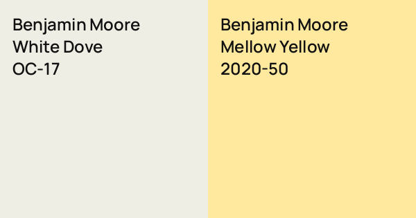 Benjamin Moore White Dove vs. Benjamin Moore Mellow Yellow comparison