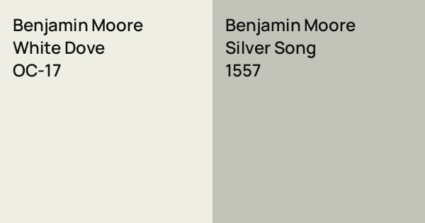 Benjamin Moore White Dove vs. Benjamin Moore Silver Song comparison