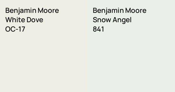 Benjamin Moore White Dove vs. Benjamin Moore Snow Angel comparison