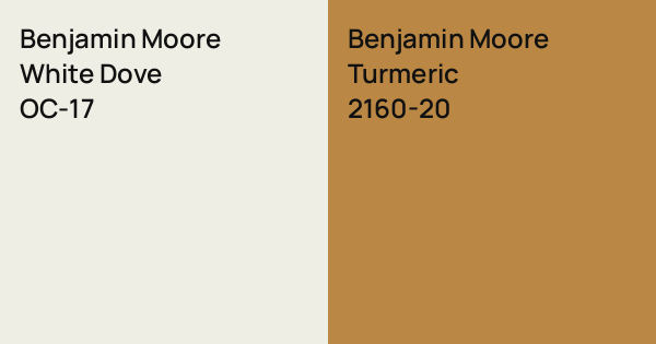 Benjamin Moore White Dove vs. Benjamin Moore Turmeric comparison