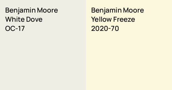 Benjamin Moore White Dove vs. Benjamin Moore Yellow Freeze comparison