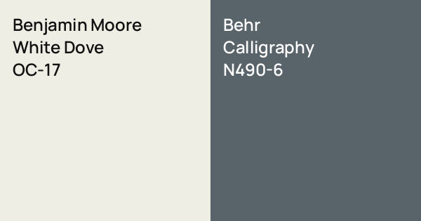 Benjamin Moore White Dove vs. Behr Calligraphy comparison