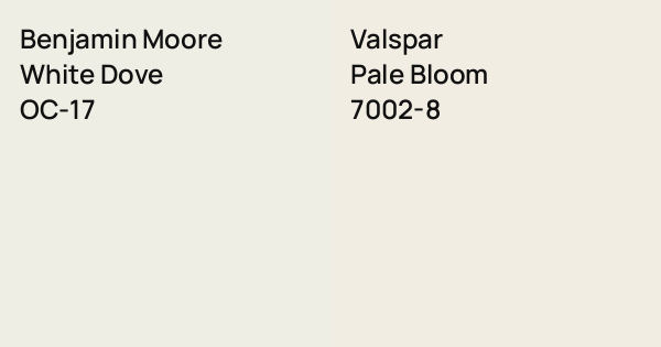 Benjamin Moore White Dove vs. Valspar Pale Bloom comparison