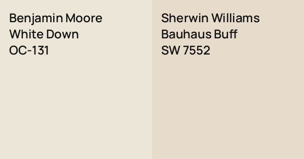 Benjamin Moore White Down vs. Sherwin Williams Bauhaus Buff comparison