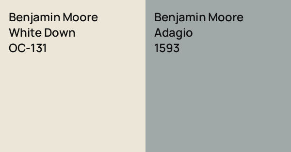 Benjamin Moore White Down vs. Benjamin Moore Adagio comparison