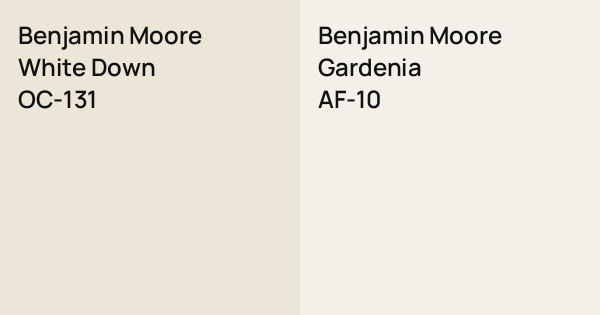 Benjamin Moore White Down vs. Benjamin Moore Gardenia comparison