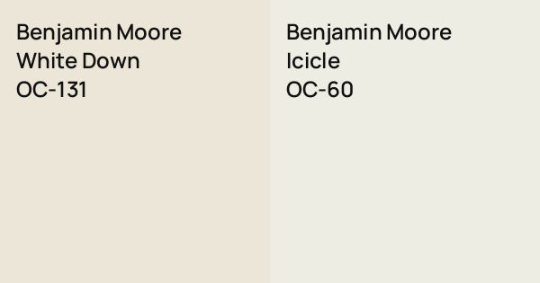 Benjamin Moore White Down vs. Benjamin Moore Icicle comparison