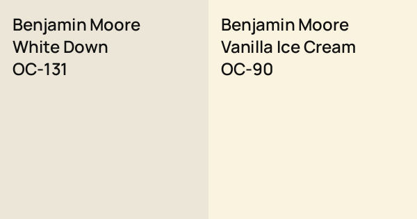 Benjamin Moore White Down vs. Benjamin Moore Vanilla Ice Cream comparison