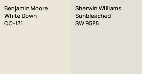 Benjamin Moore White Down vs. Sherwin Williams Sunbleached comparison