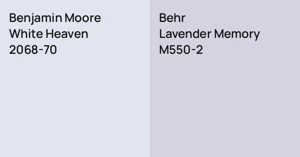Benjamin Moore White Heaven vs. Behr Lavender Memory comparison