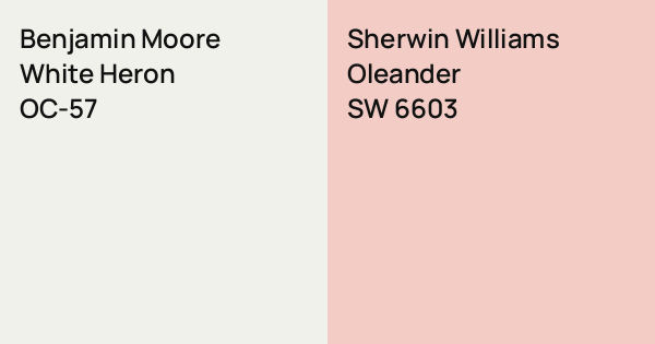 Benjamin Moore White Heron vs. Sherwin Williams Oleander comparison