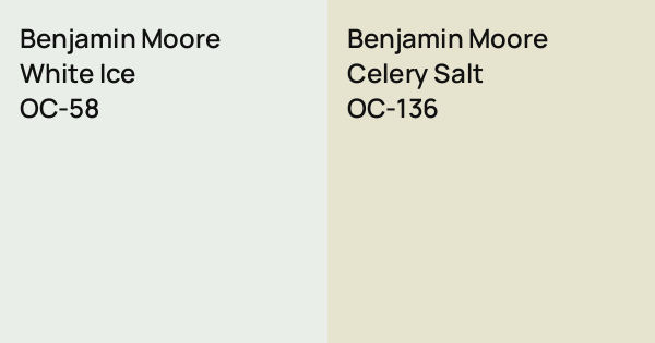 Benjamin Moore White Ice vs. Benjamin Moore Celery Salt comparison