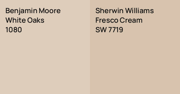 Benjamin Moore White Oaks vs. Sherwin Williams Fresco Cream comparison