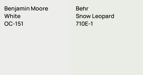 Benjamin Moore White vs. Behr Snow Leopard comparison