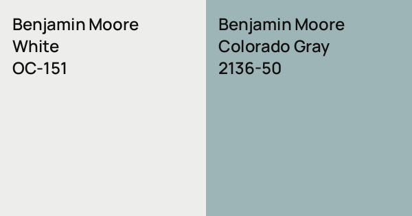 Benjamin Moore White vs. Benjamin Moore Colorado Gray comparison