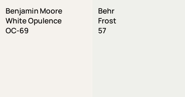 Benjamin Moore White Opulence vs. Behr Frost comparison