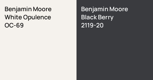 Benjamin Moore White Opulence vs. Benjamin Moore Black Berry comparison