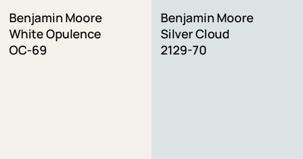 Benjamin Moore White Opulence vs. Benjamin Moore Silver Cloud comparison