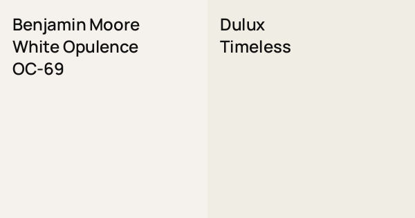 Benjamin Moore White Opulence vs. Dulux Timeless comparison