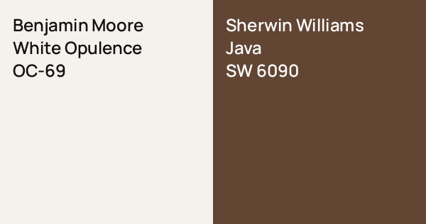 Benjamin Moore White Opulence vs. Sherwin Williams Java comparison
