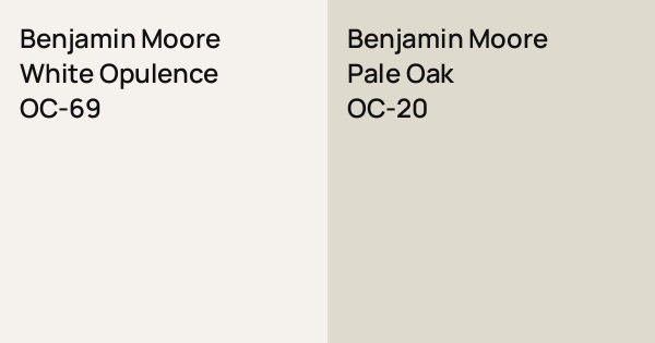 Benjamin Moore White Opulence vs. Benjamin Moore Pale Oak comparison