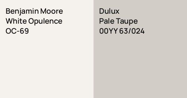 Benjamin Moore White Opulence vs. Dulux Pale Taupe comparison
