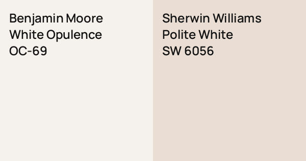 Benjamin Moore White Opulence vs. Sherwin Williams Polite White comparison