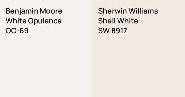 Benjamin Moore White Opulence vs. Sherwin Williams Shell White comparison