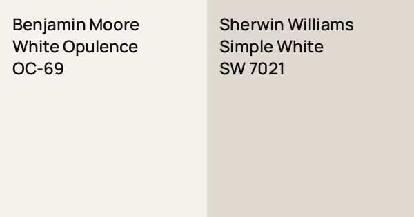 Benjamin Moore White Opulence vs. Sherwin Williams Simple White comparison