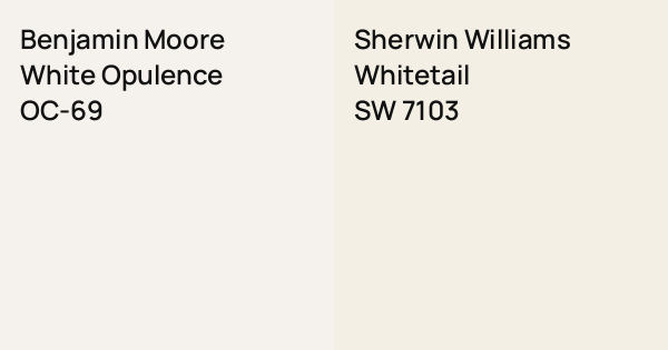 Benjamin Moore White Opulence vs. Sherwin Williams Whitetail comparison