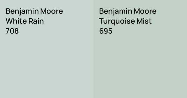 Benjamin Moore White Rain vs. Benjamin Moore Turquoise Mist comparison