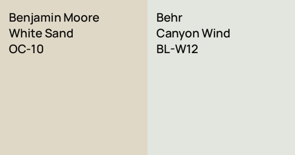 Benjamin Moore White Sand vs. Behr Canyon Wind comparison