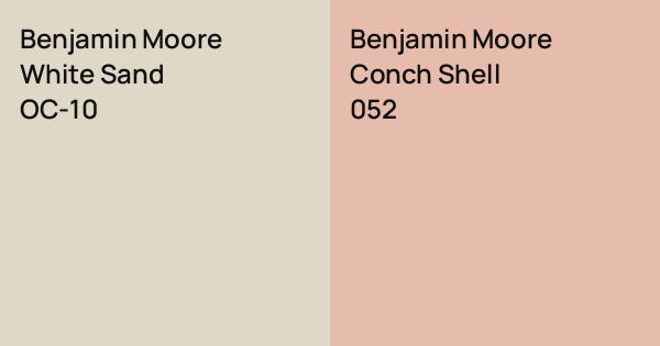 Benjamin Moore White Sand vs. Benjamin Moore Conch Shell comparison
