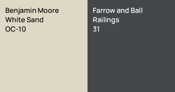 Benjamin Moore White Sand vs. Farrow and Ball Railings comparison