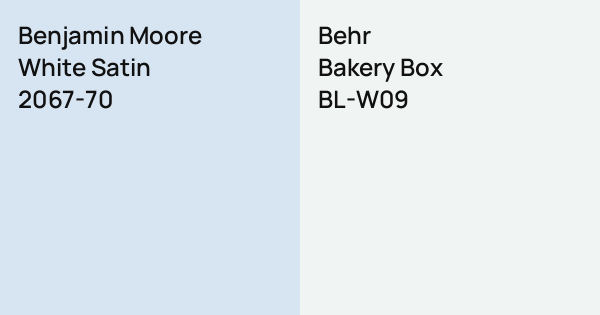 Benjamin Moore White Satin vs. Behr Bakery Box comparison