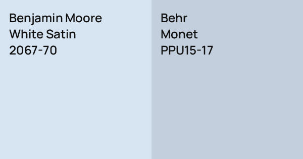 Benjamin Moore White Satin vs. Behr Monet comparison