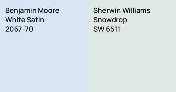 Benjamin Moore White Satin vs. Sherwin Williams Snowdrop comparison