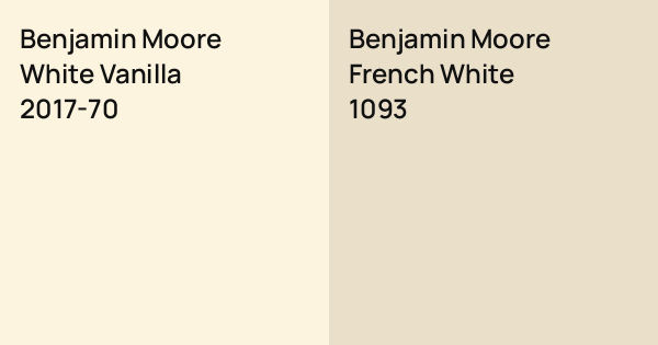 Benjamin Moore White Vanilla vs. Benjamin Moore French White comparison